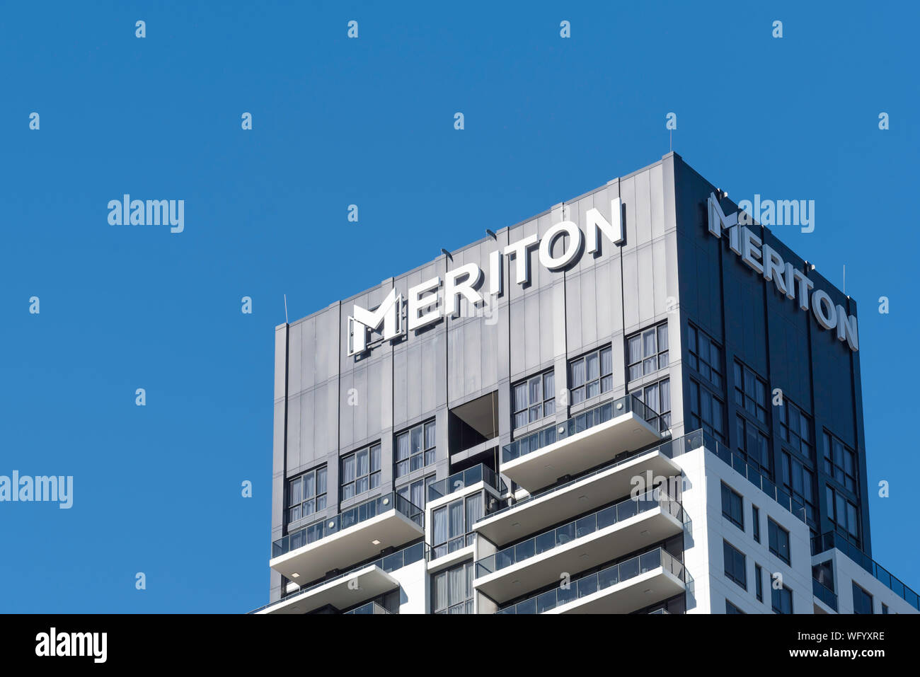The Meriton name on a high rise residential tower in George Street in ...