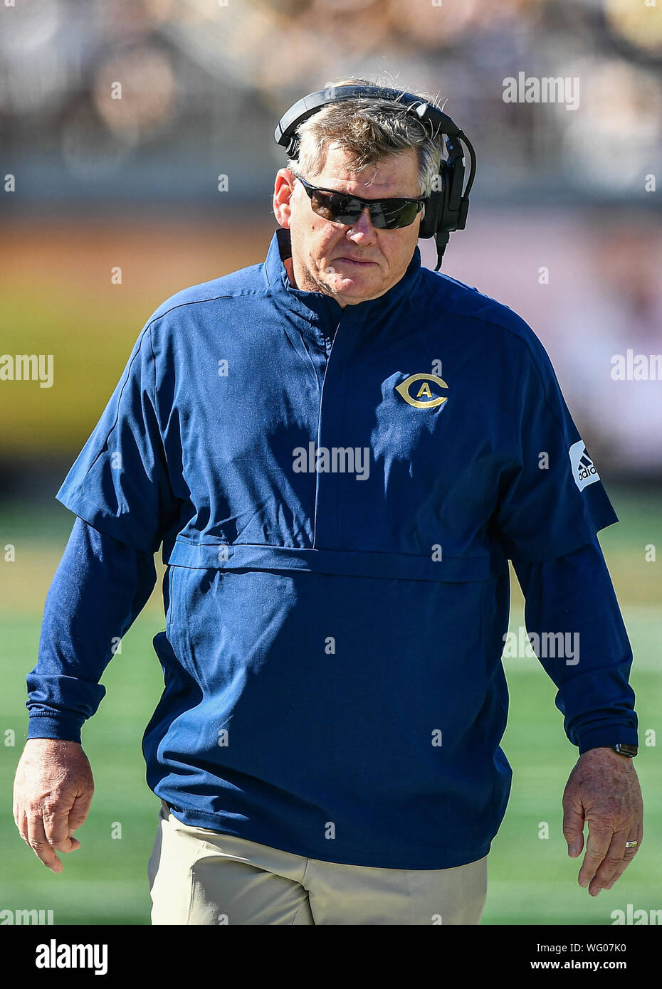 August 31, 2019: UC Davis Aggies head coach Dan Hawkins walks the ...