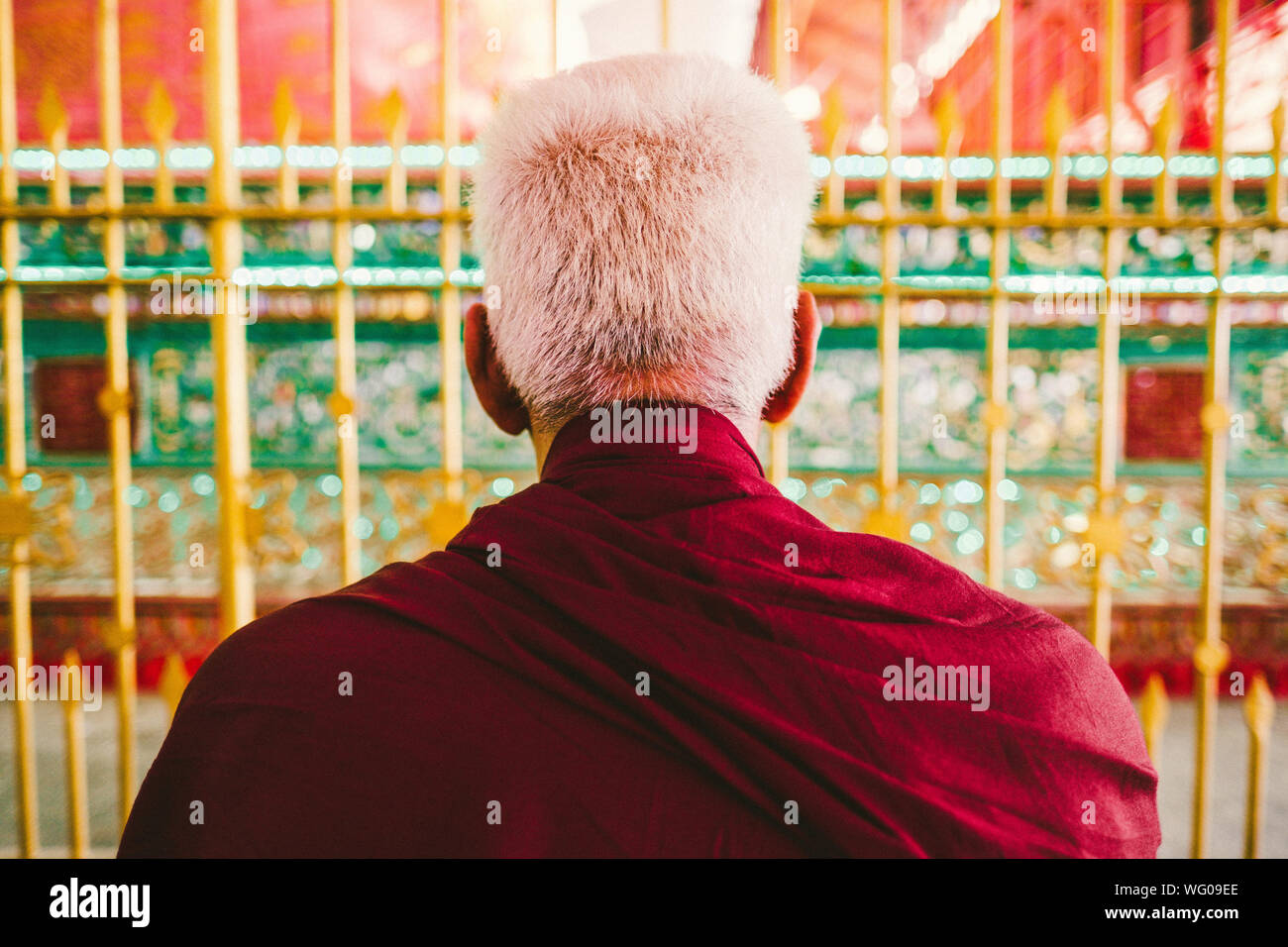 Buddhist Monk Meditating Rear View High Resolution Stock Photography ...
