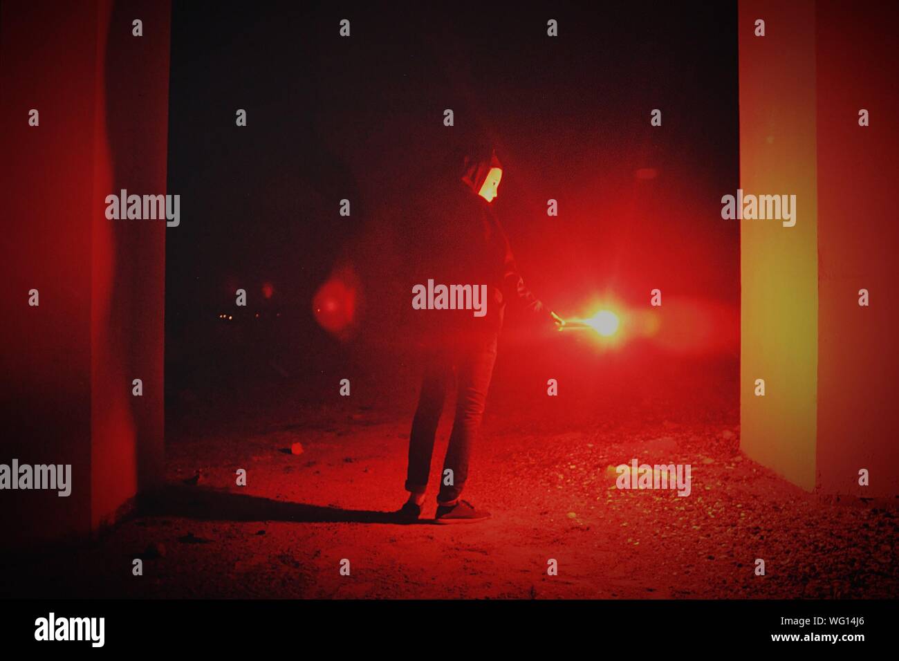 Red smoke flare hi-res stock photography and images - Alamy