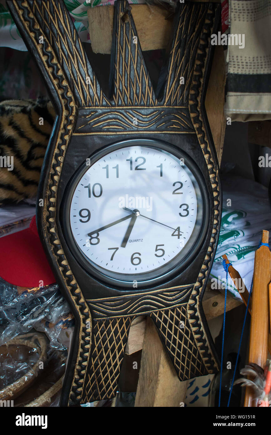 AUGUST 25, 2019-BANAUE IFUGAO, PHILIPPINES : Circular clock placed at ...