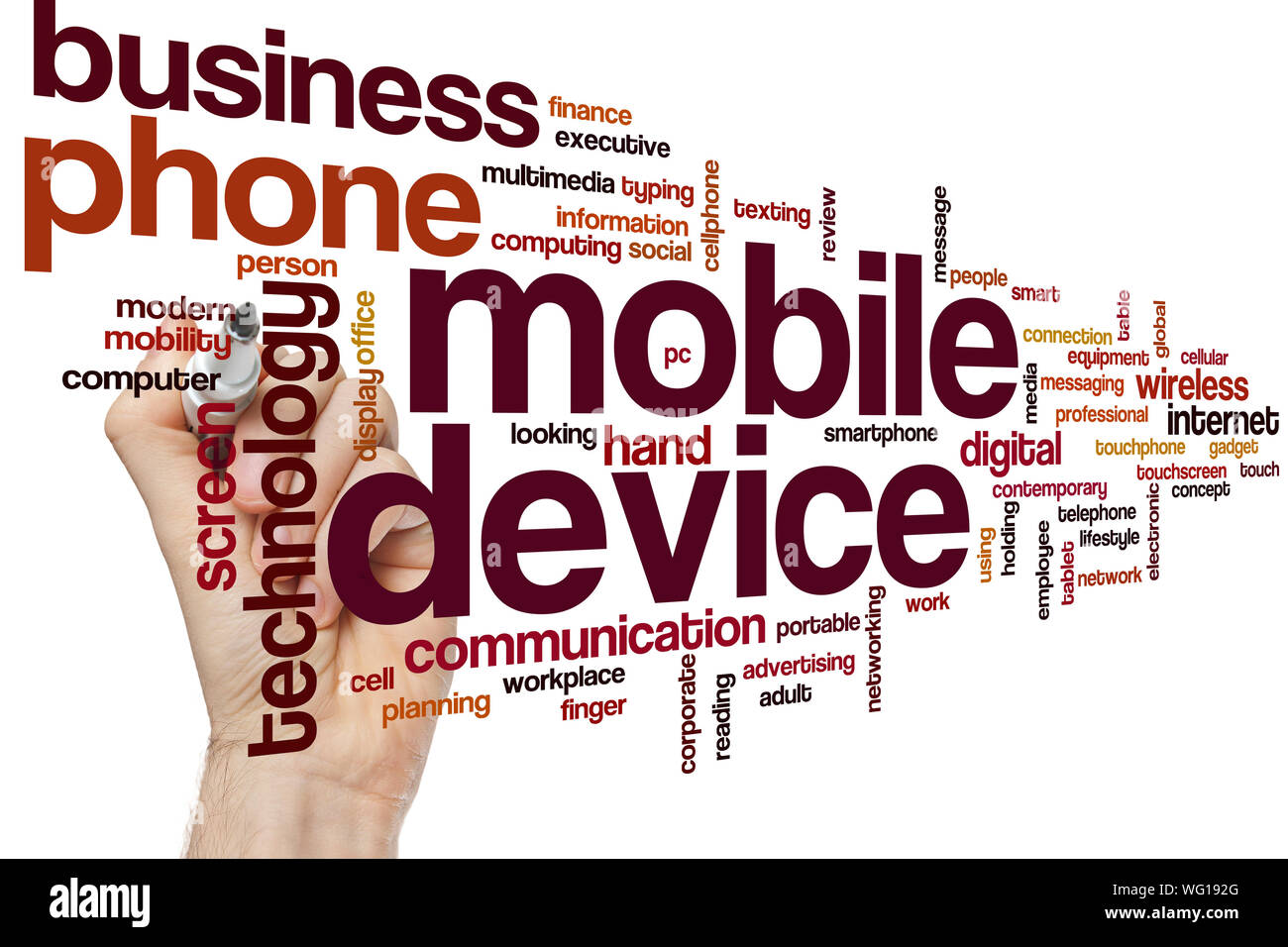 Mobile device word cloud concept Stock Photo - Alamy