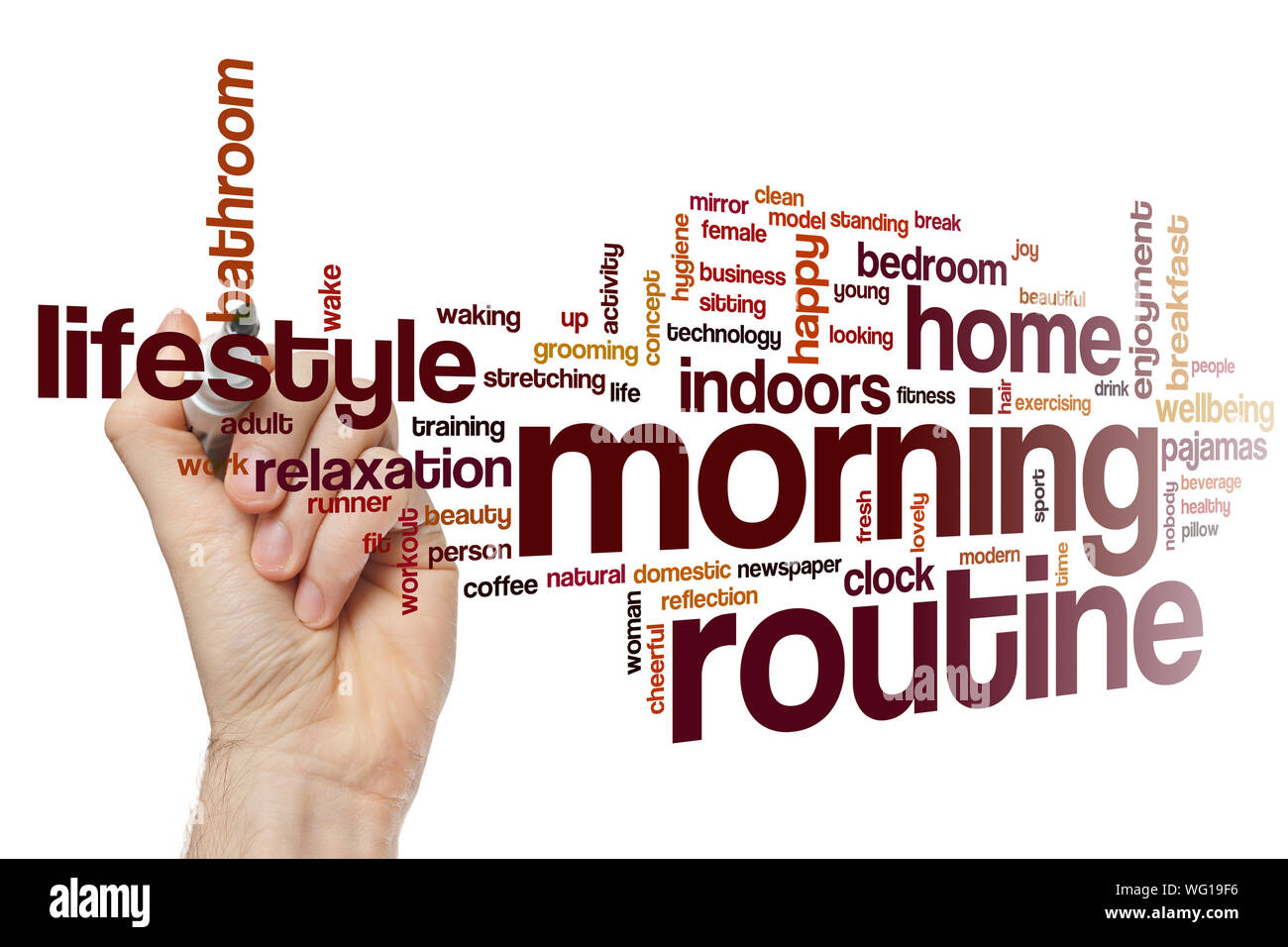 Morning routine word cloud concept Stock Photo - Alamy