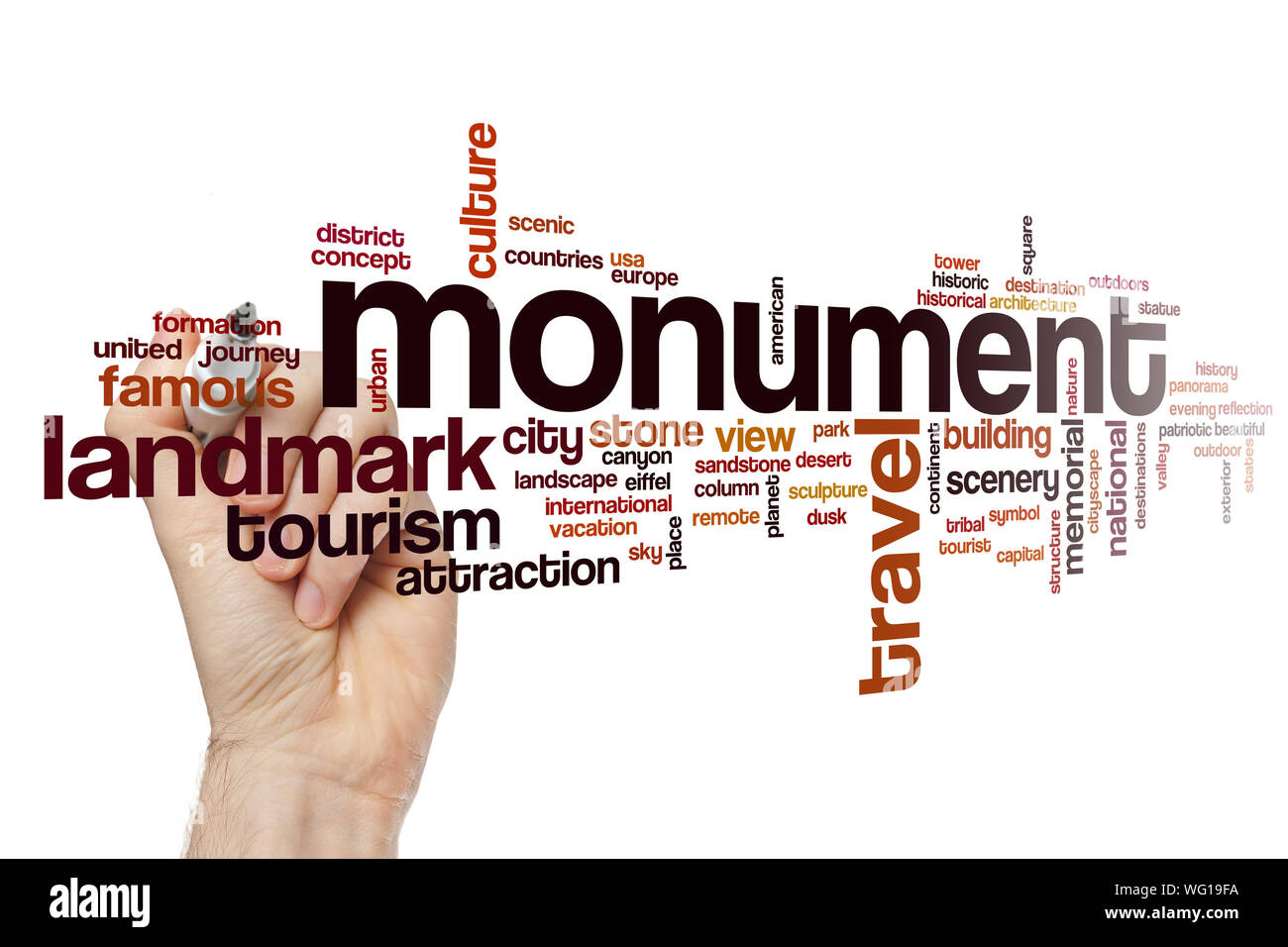 Monument word cloud concept Stock Photo - Alamy
