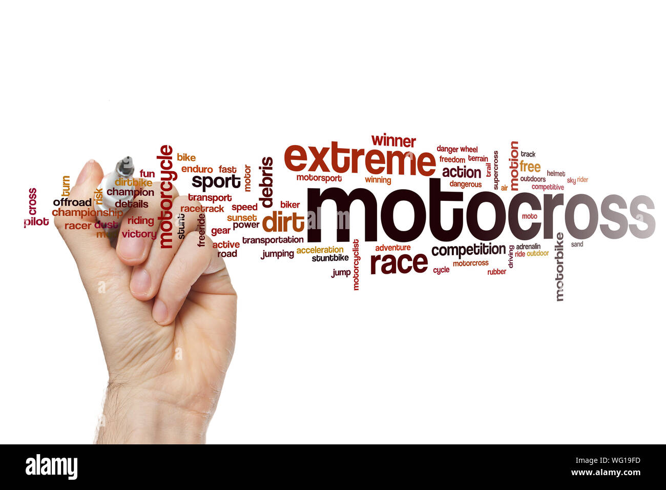 Motocross word cloud concept Stock Photo - Alamy
