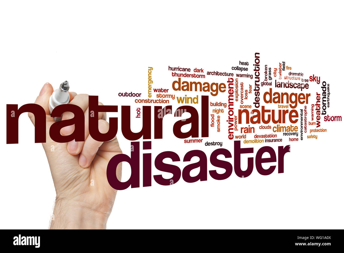 Natural disaster word cloud concept Stock Photo - Alamy