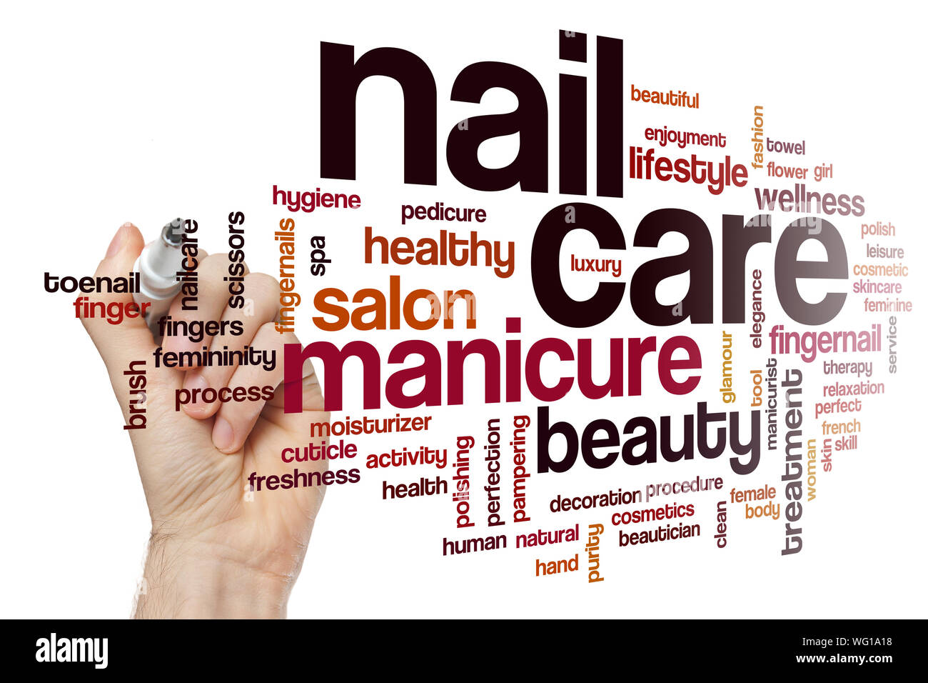 Nail care word cloud concept Stock Photo - Alamy