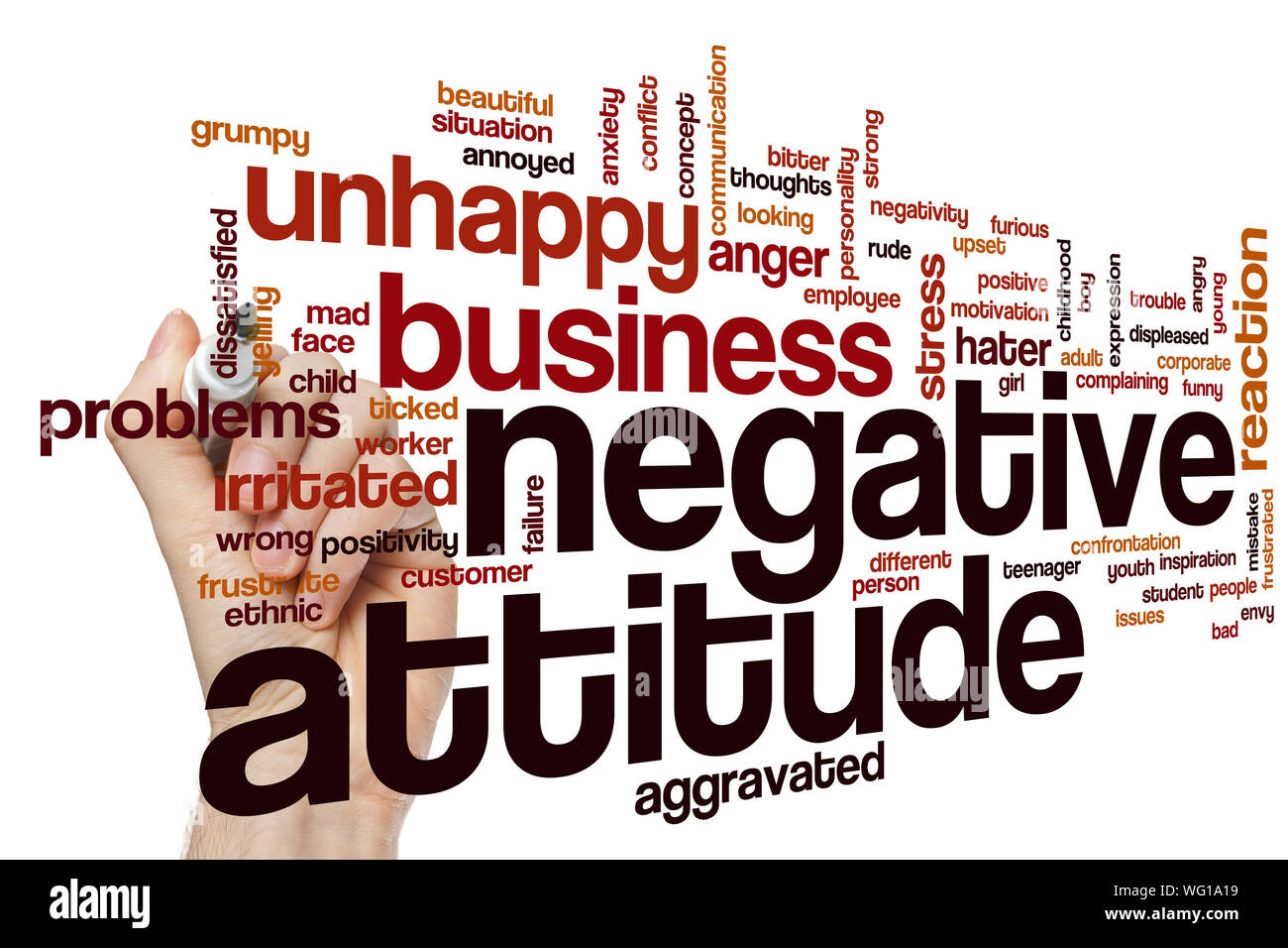 Negative attitude word cloud concept Stock Photo - Alamy