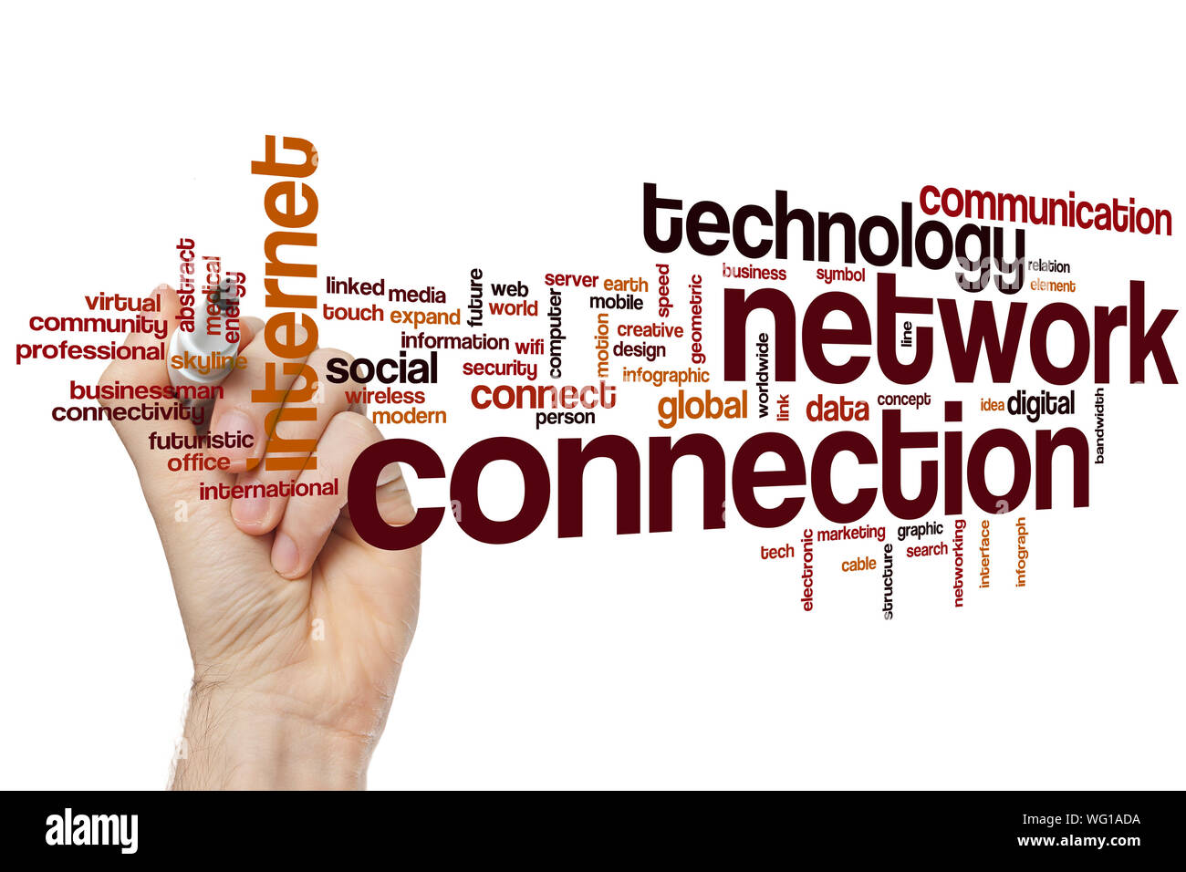 Network connection word cloud concept Stock Photo - Alamy