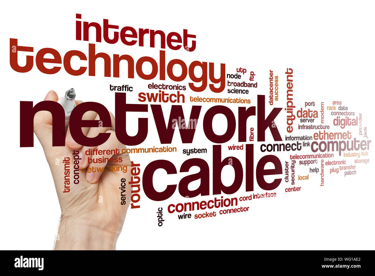 Network cable word cloud concept Stock Photo - Alamy