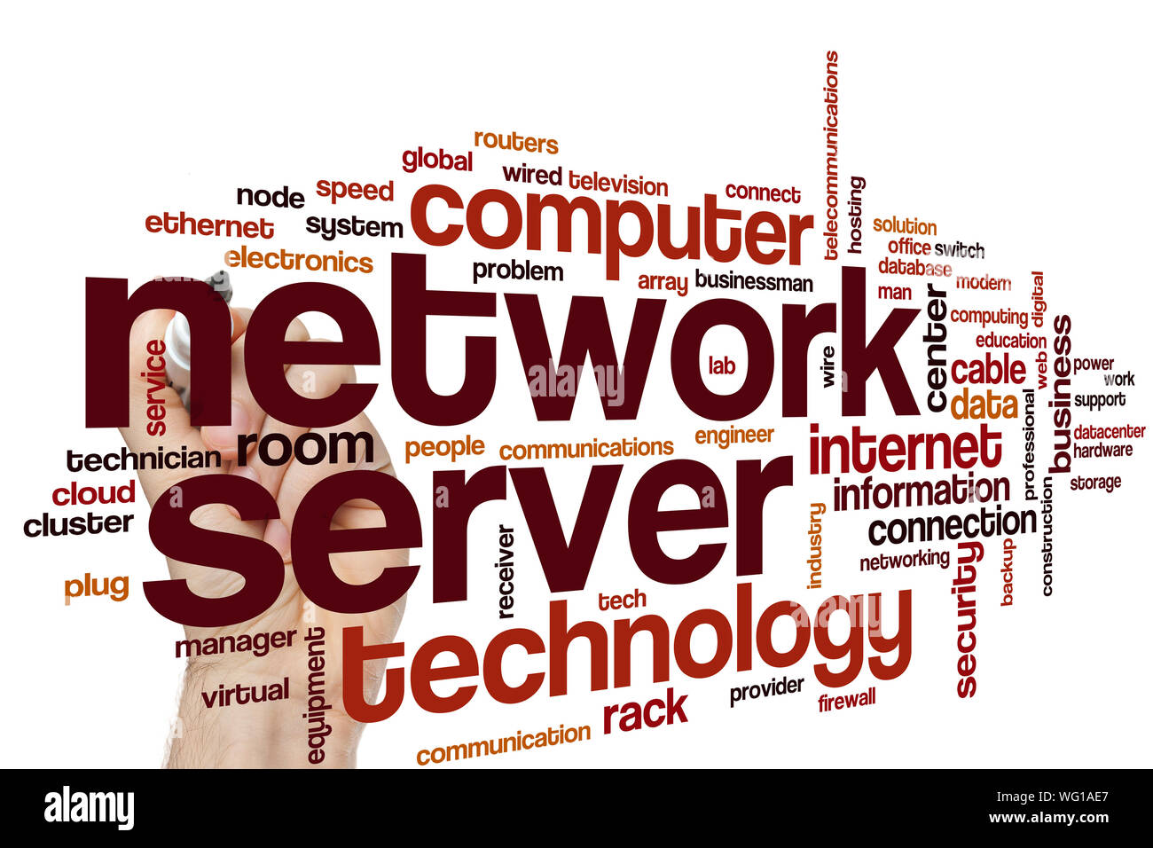 Network server word cloud concept Stock Photo - Alamy