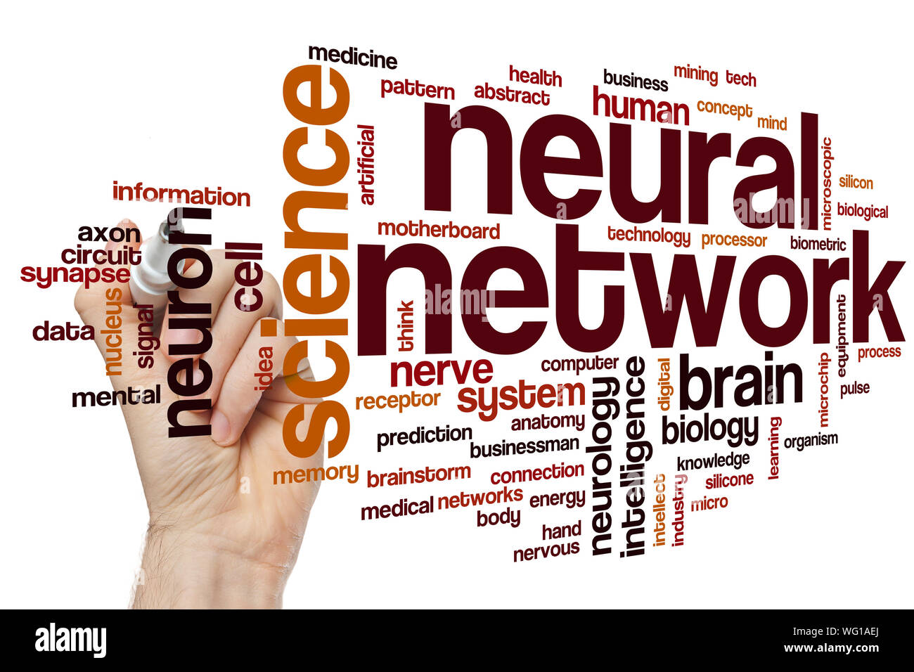 Neural network word cloud concept Stock Photo - Alamy