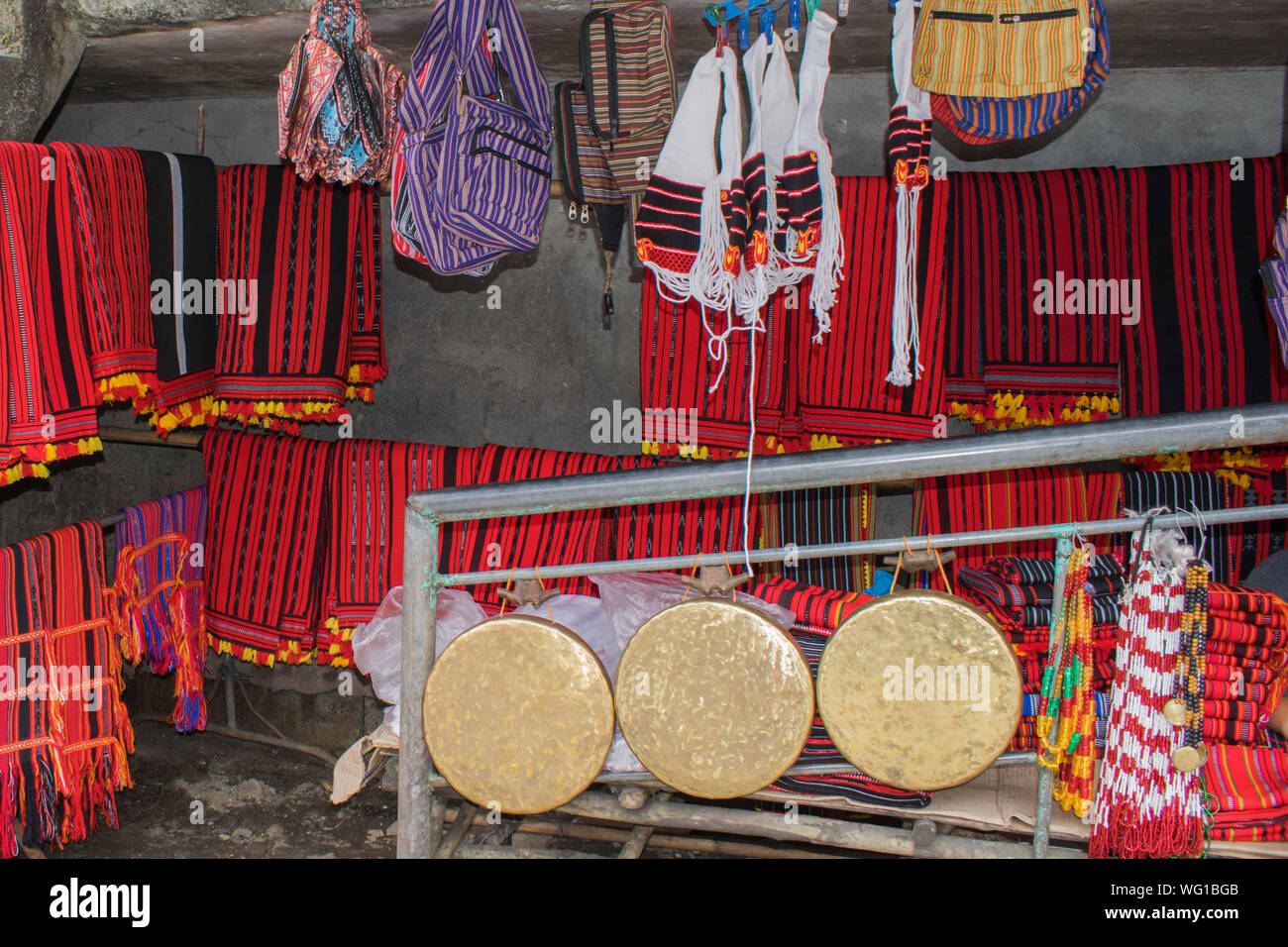 AUGUST 25, 2019-BANAUE IFUGAO, PHILIPPINES : Red weaved pattern of the ...