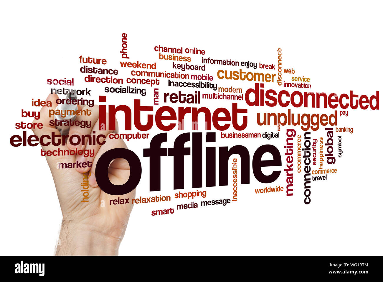 Offline word cloud concept Stock Photo - Alamy