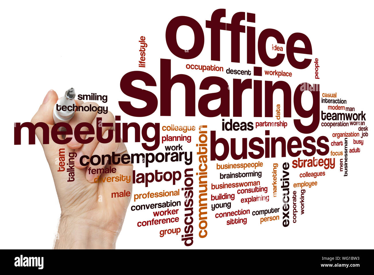 Office sharing word cloud concept Stock Photo - Alamy