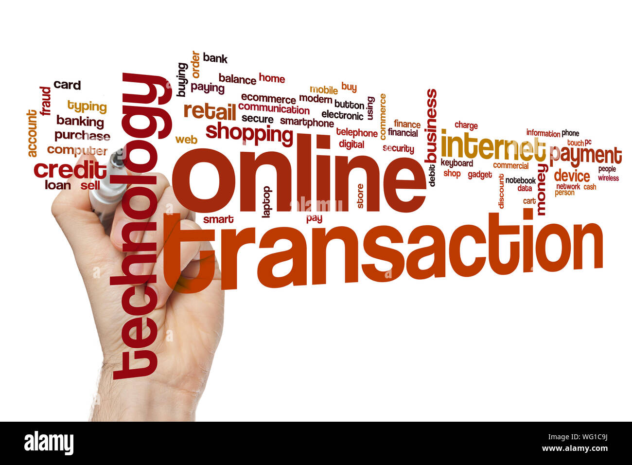 Online transaction word cloud concept Stock Photo - Alamy