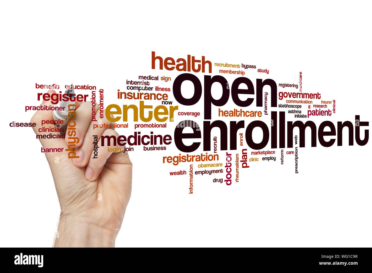 Open enrollment word cloud concept Stock Photo - Alamy