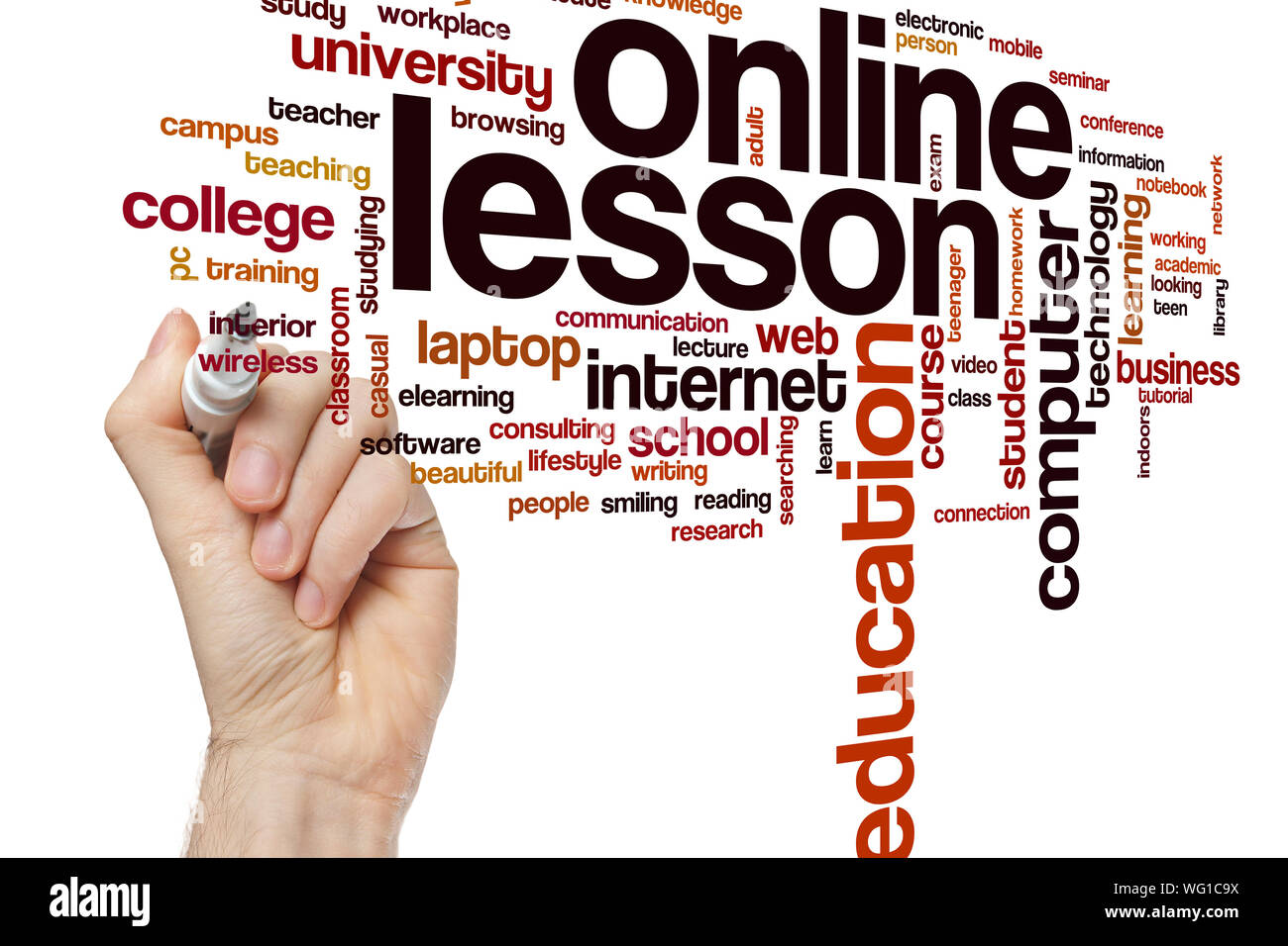 Online lesson word cloud concept Stock Photo - Alamy