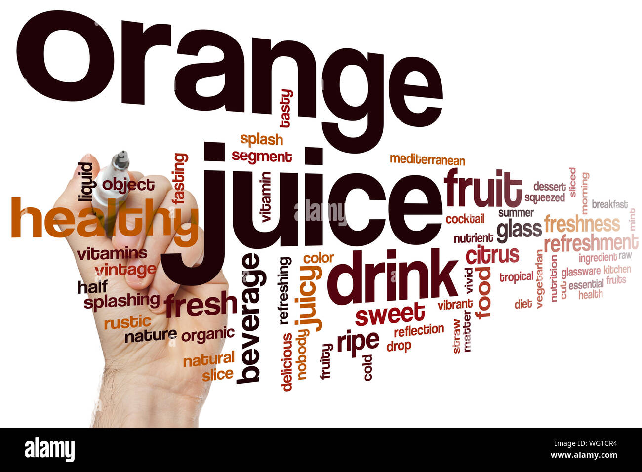 Orange juice word cloud concept Stock Photo - Alamy