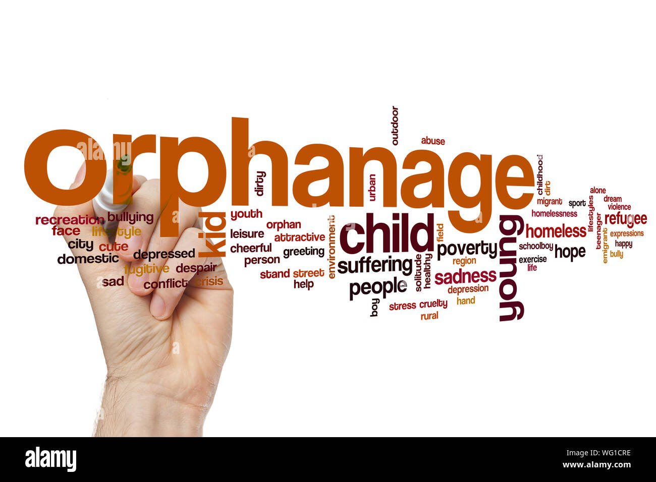 Orphanage word cloud concept Stock Photo - Alamy