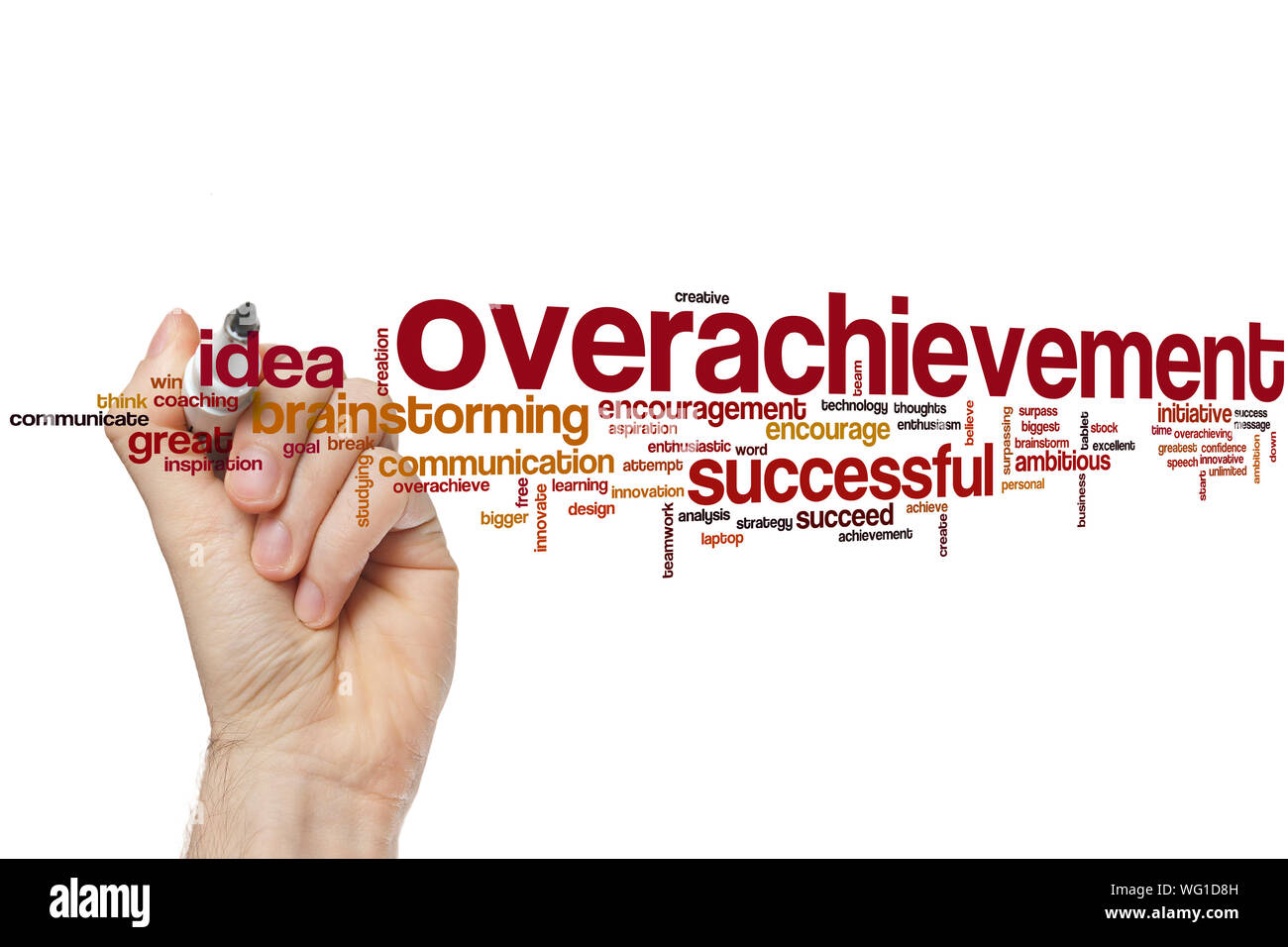 Overachievement word cloud concept Stock Photo - Alamy