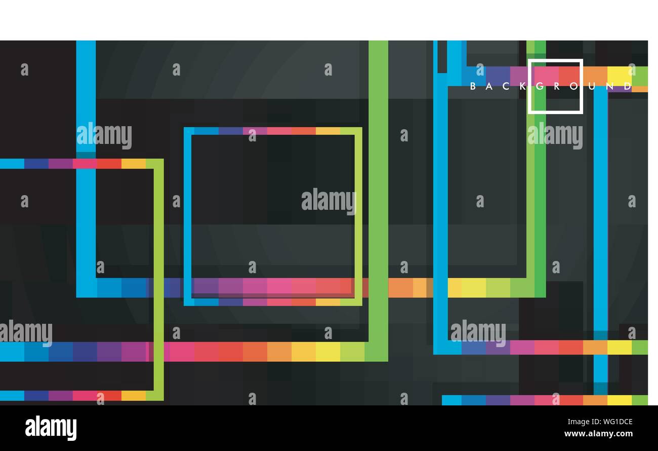 Vector Modern Abstract Squares Backgrounds . with a black and rainbow color gradient. eps 10 ...