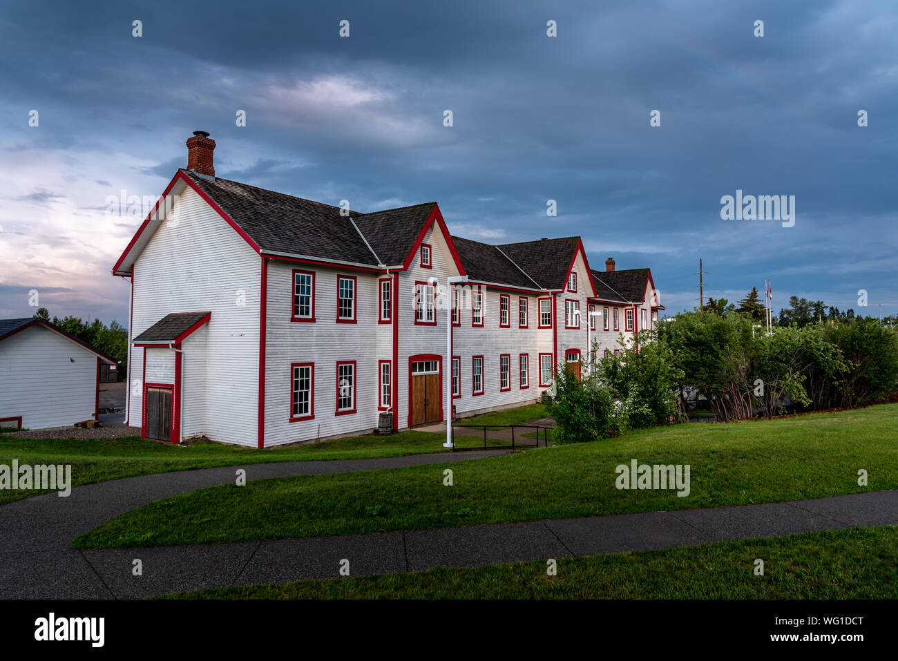 View of the main historic building and museum at Fort Calgary in ...