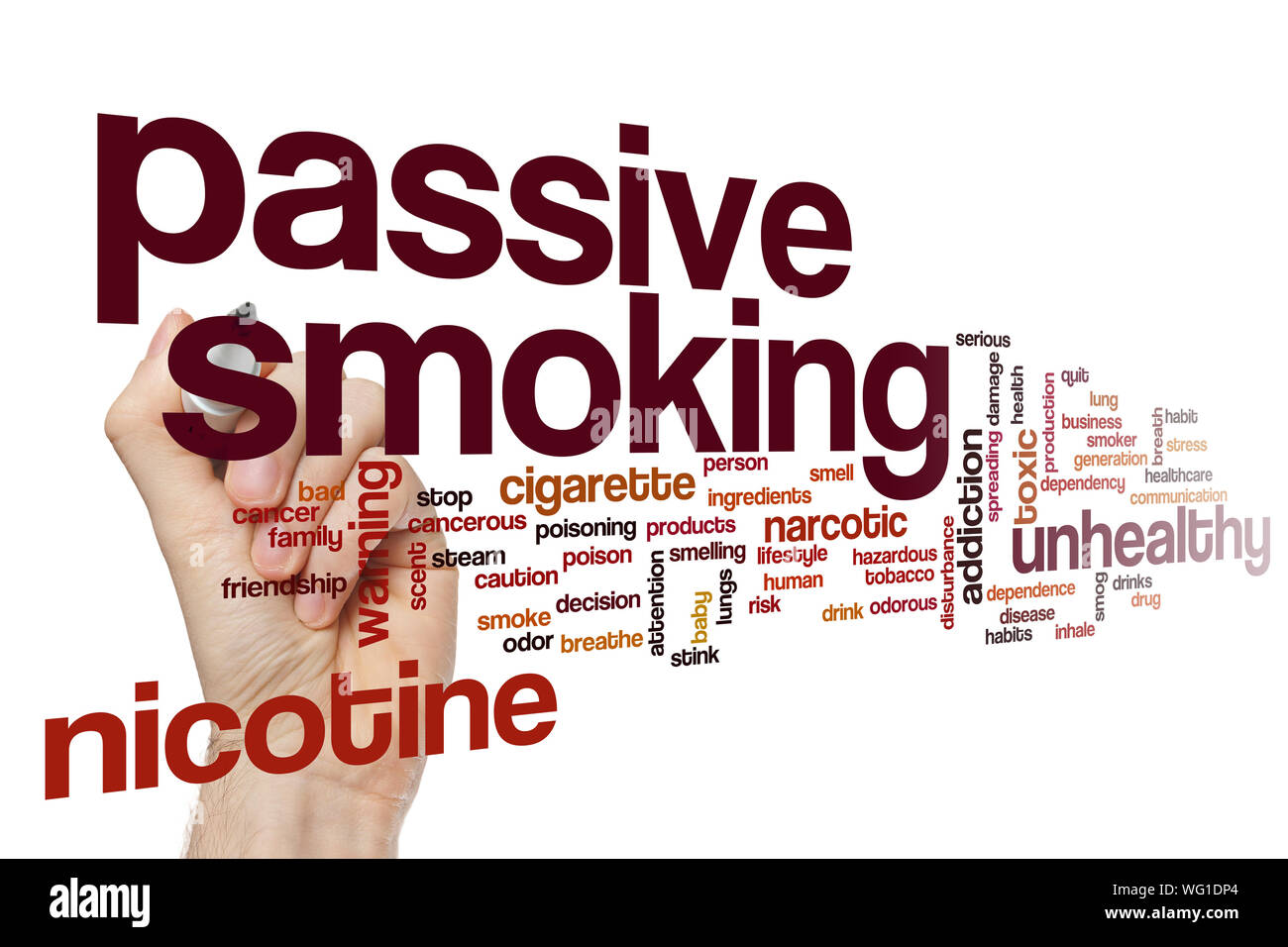 Passive smoking word cloud concept Stock Photo - Alamy