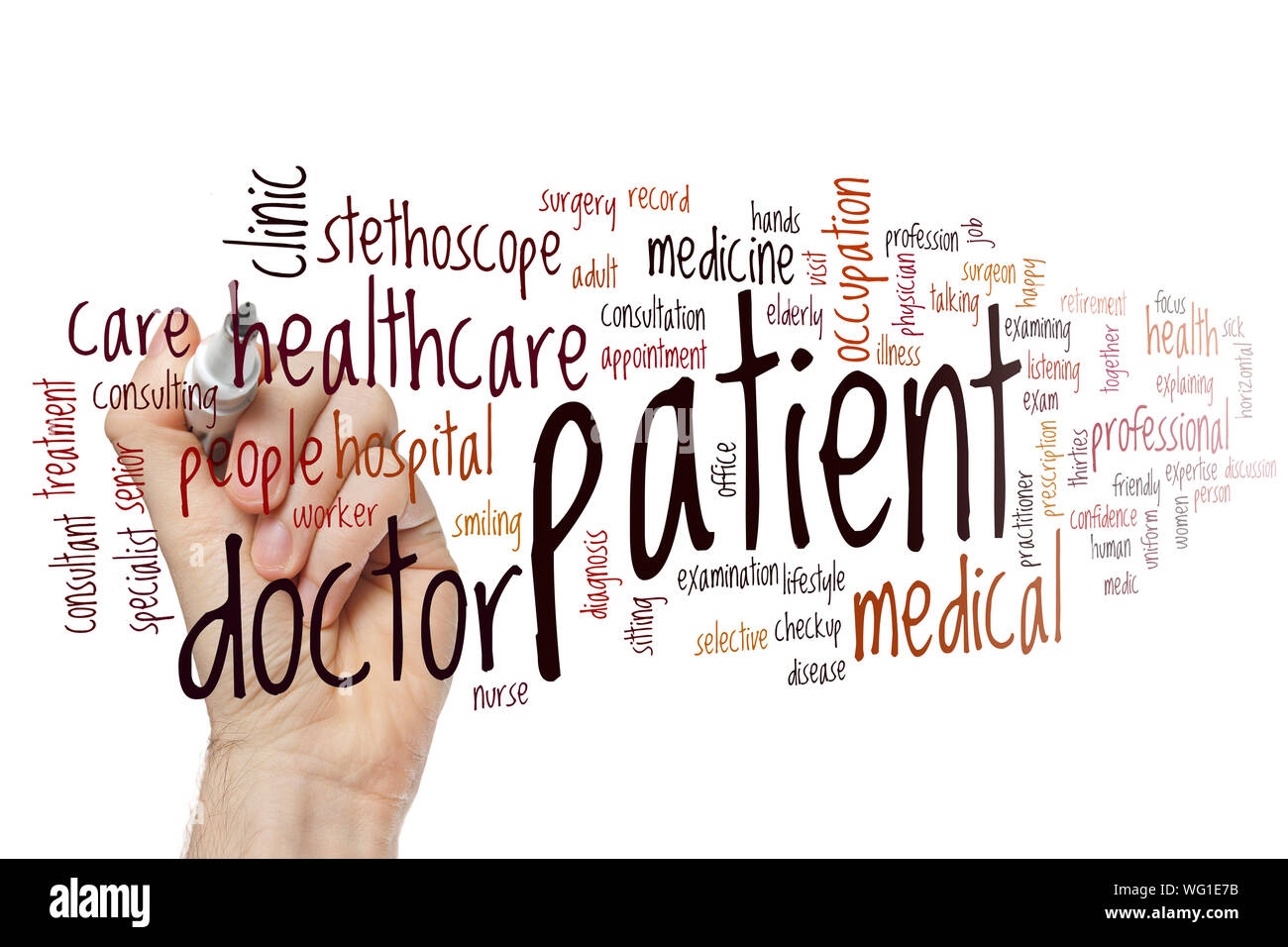 Patient word cloud concept Stock Photo - Alamy