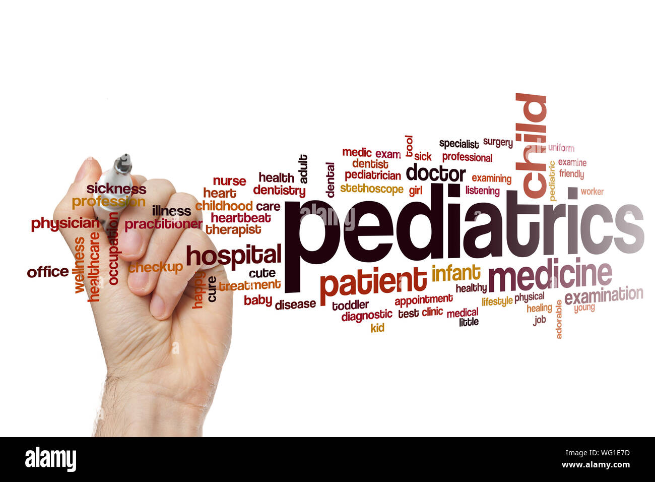 Pediatrics word cloud concept Stock Photo - Alamy