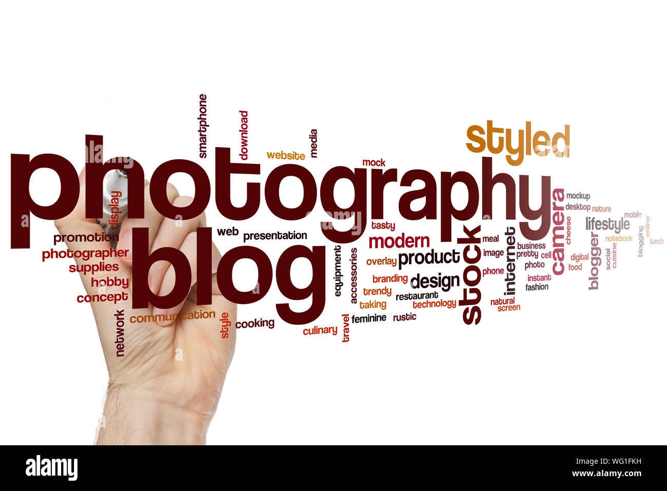 Photography blog word cloud concept Stock Photo - Alamy
