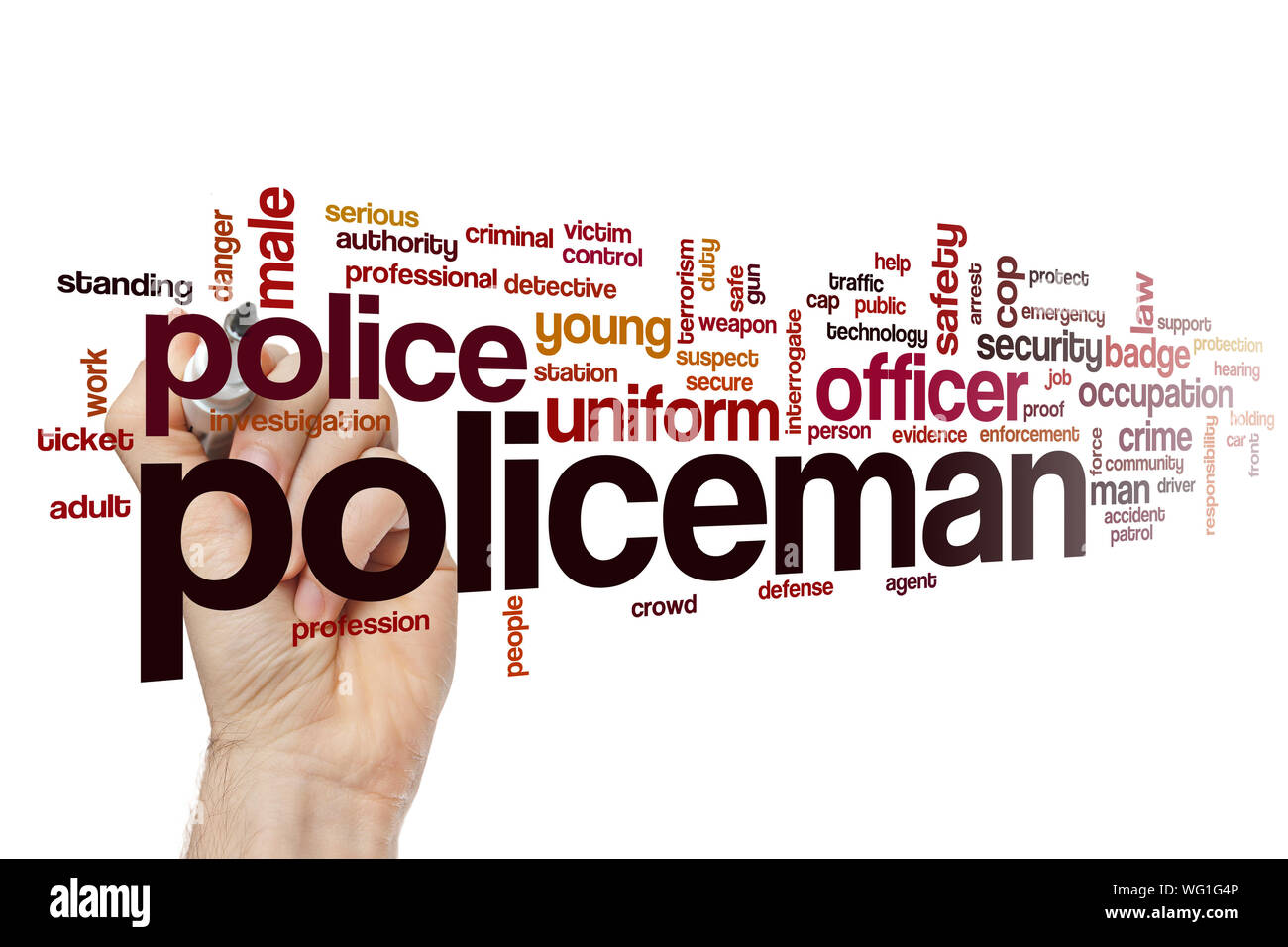 Policeman word cloud concept Stock Photo - Alamy