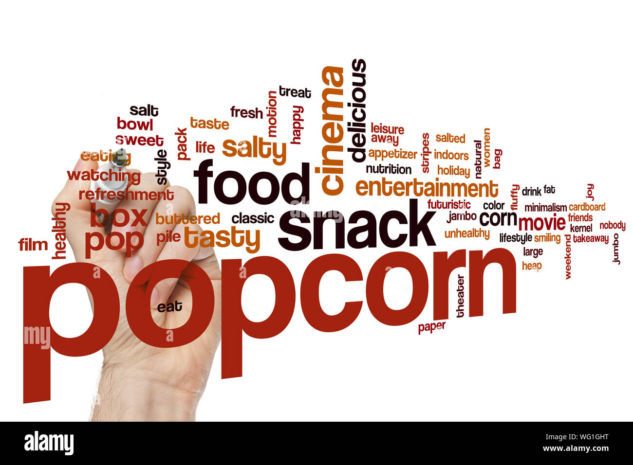 Popcorn word cloud concept Stock Photo - Alamy