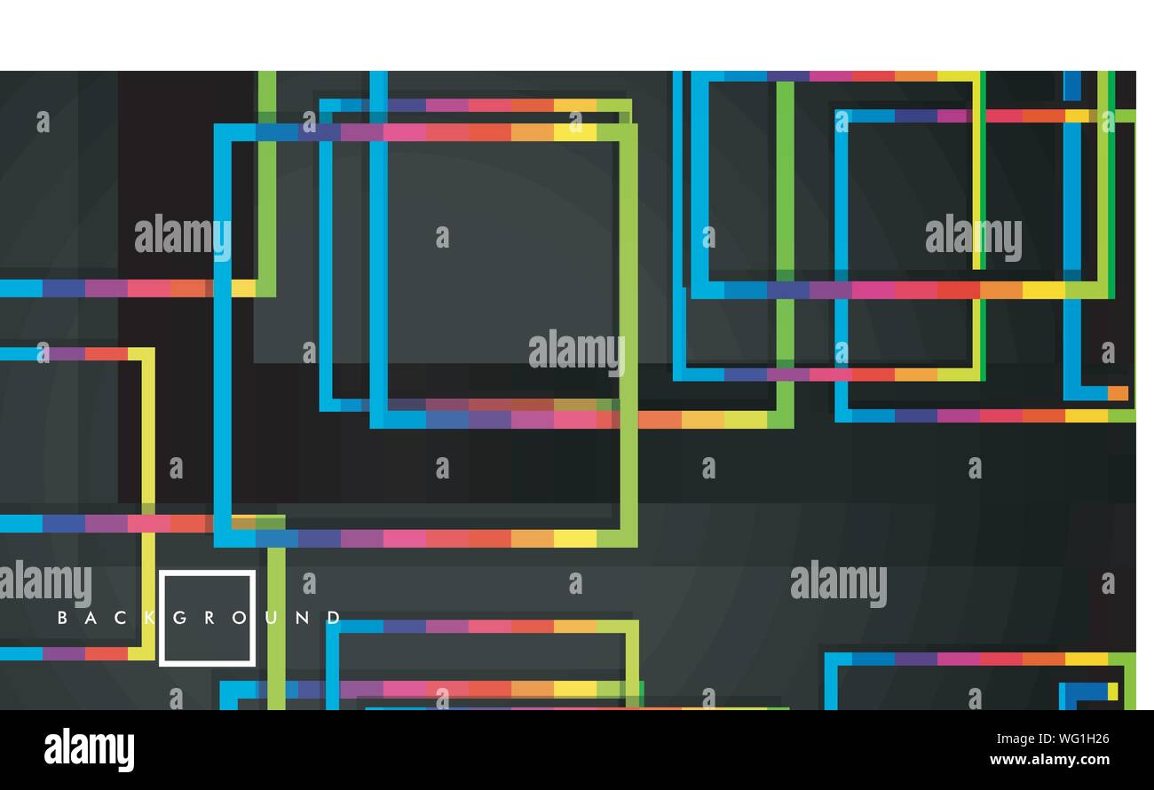 Vector Modern Abstract Squares Backgrounds . with a black and rainbow color gradient. eps 10 ...