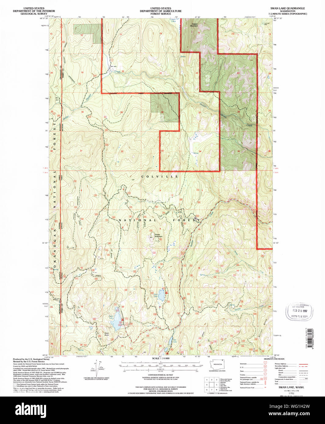 USGS Topo Map Washington State WA Swan Lake 244140 1992 24000 ...