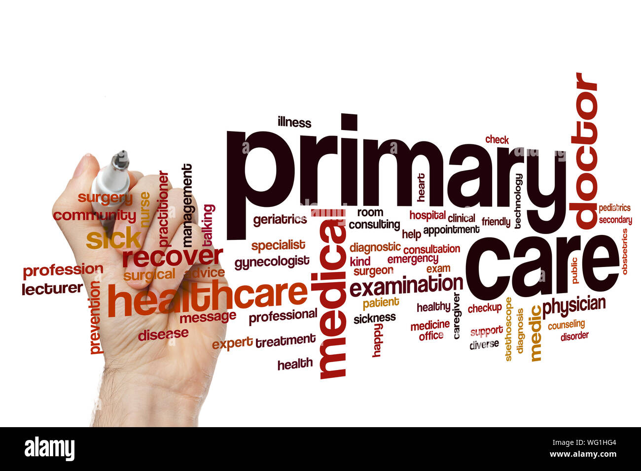 Primary care word cloud concept Stock Photo - Alamy