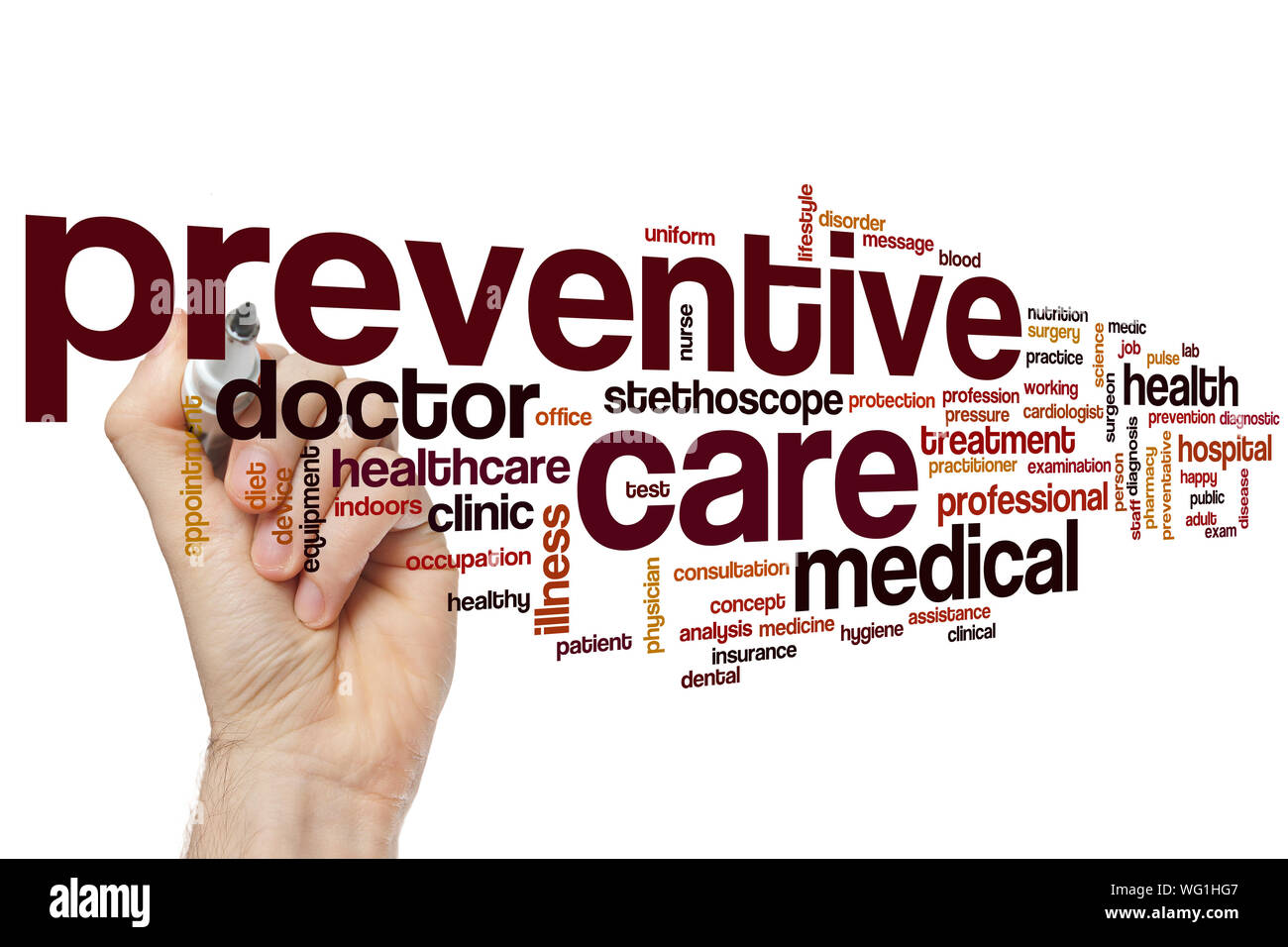 Preventive care word cloud concept Stock Photo - Alamy