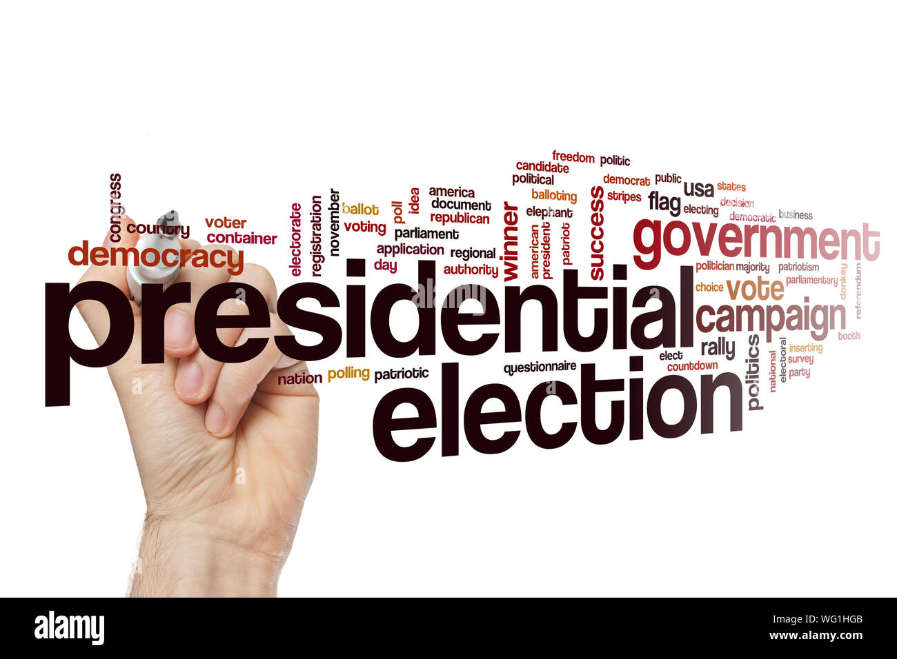 Presidential election word cloud concept Stock Photo - Alamy