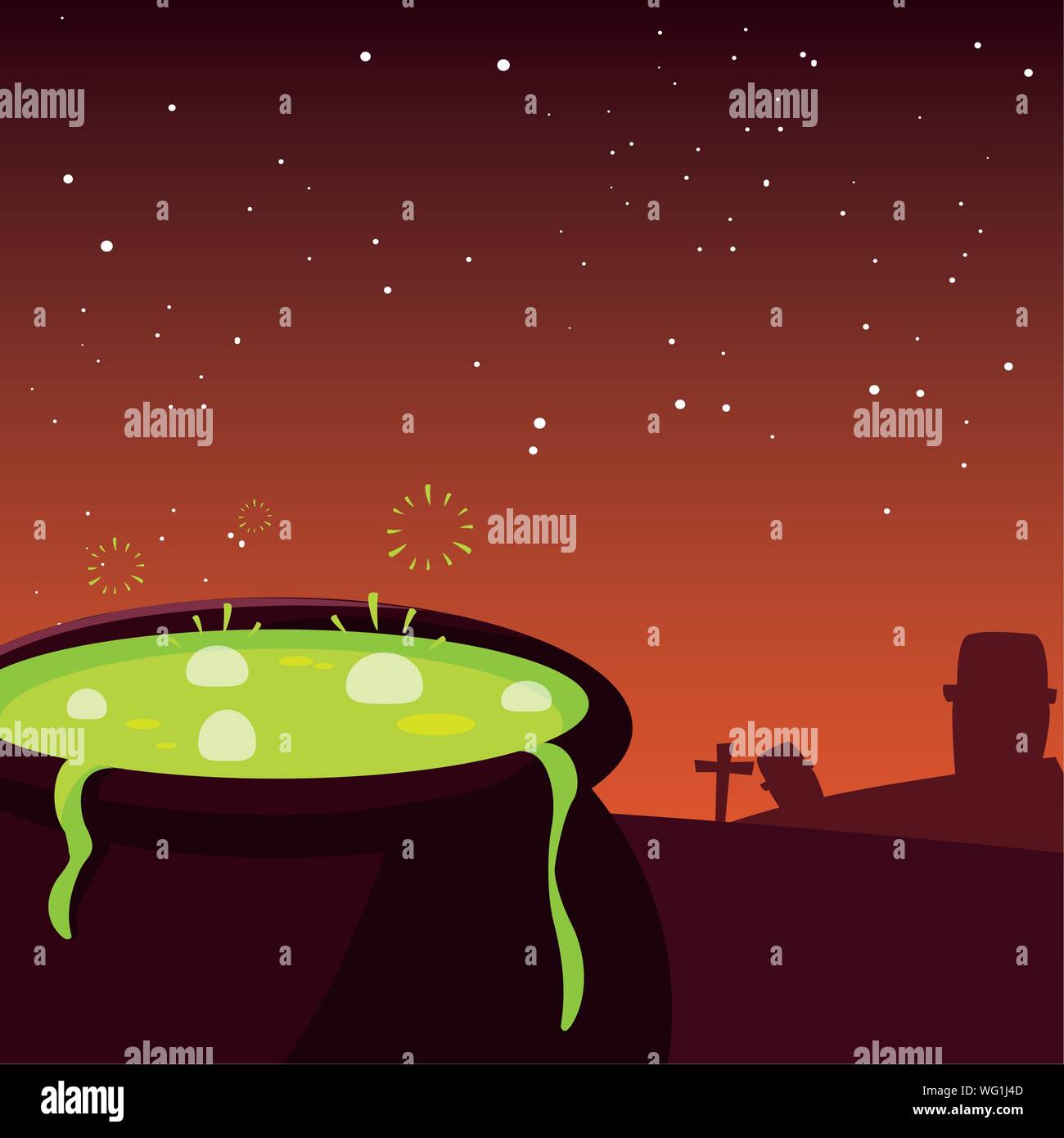 cauldron potion happy halloween celebration design vector illustration ...
