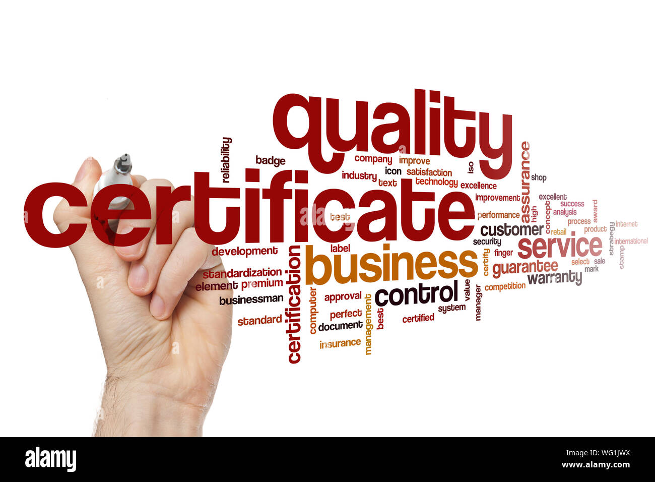 Quality certificate word cloud concept Stock Photo - Alamy