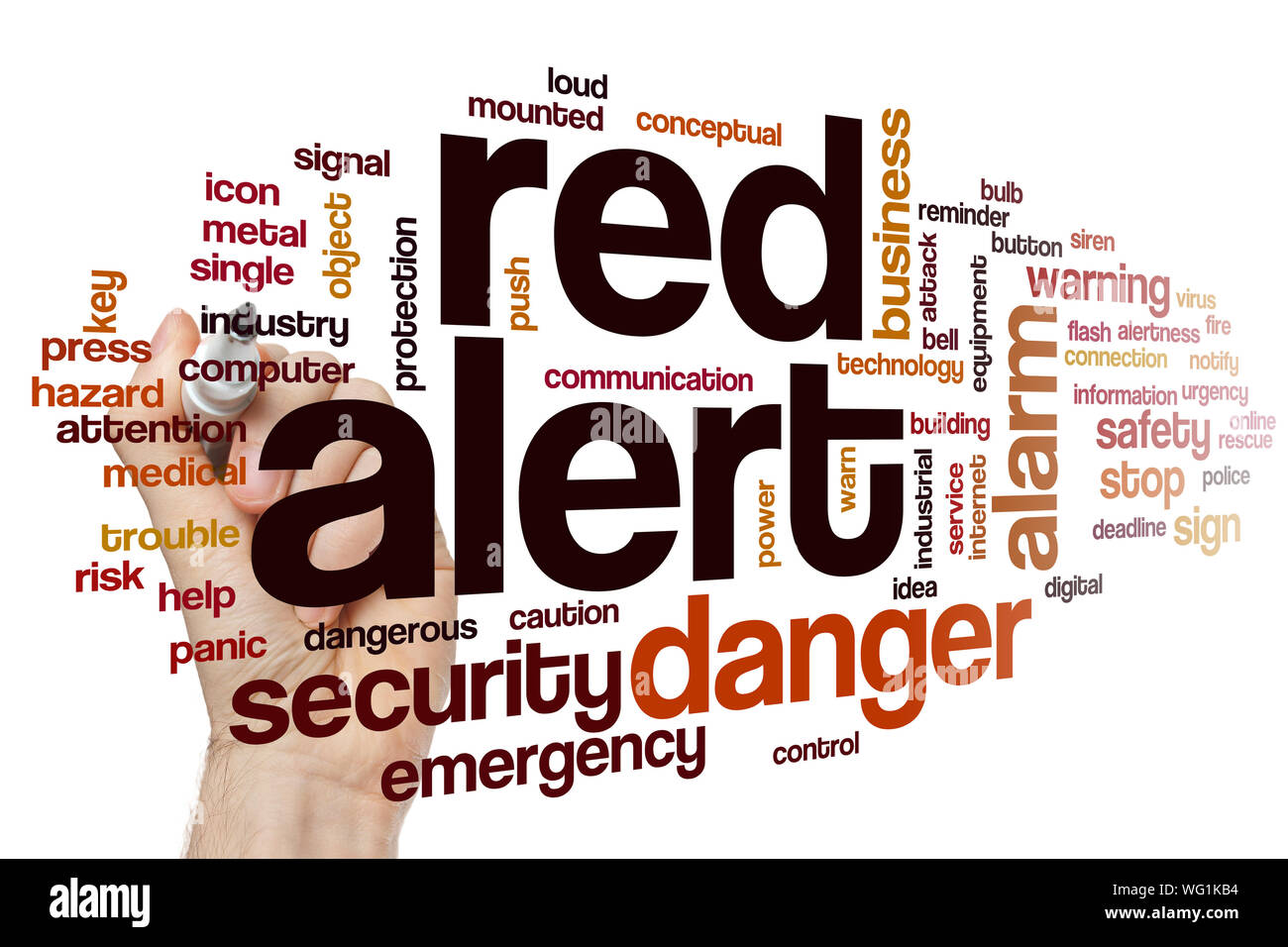 Red alarm button word Cut Out Stock Images & Pictures - Alamy