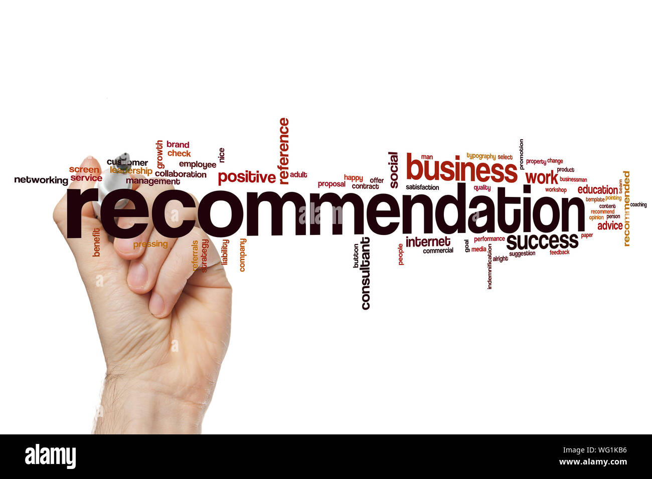 Recommendation word cloud concept Stock Photo - Alamy
