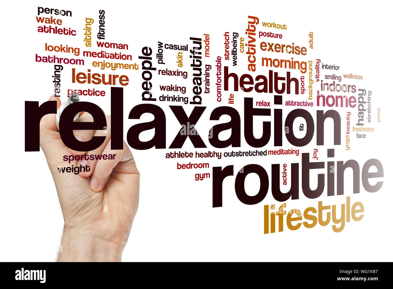 Relaxation routine word cloud concept Stock Photo - Alamy