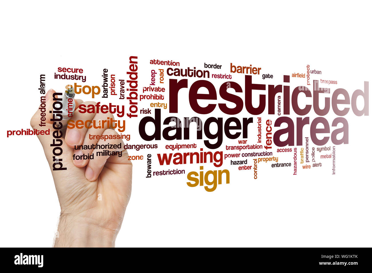 Restricted area word cloud concept Stock Photo - Alamy