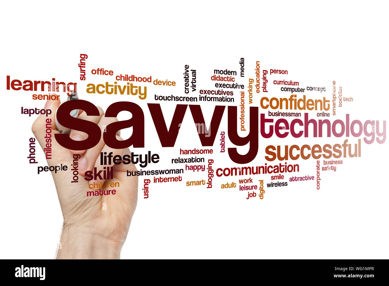 Savvy word cloud concept Stock Photo - Alamy