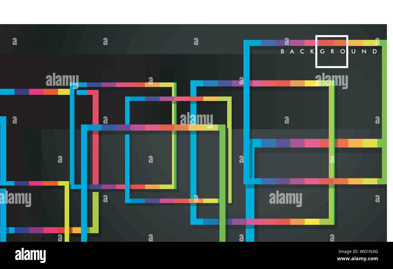 Vector Modern Abstract Squares Backgrounds . with a black and rainbow color gradient. eps 10 ...