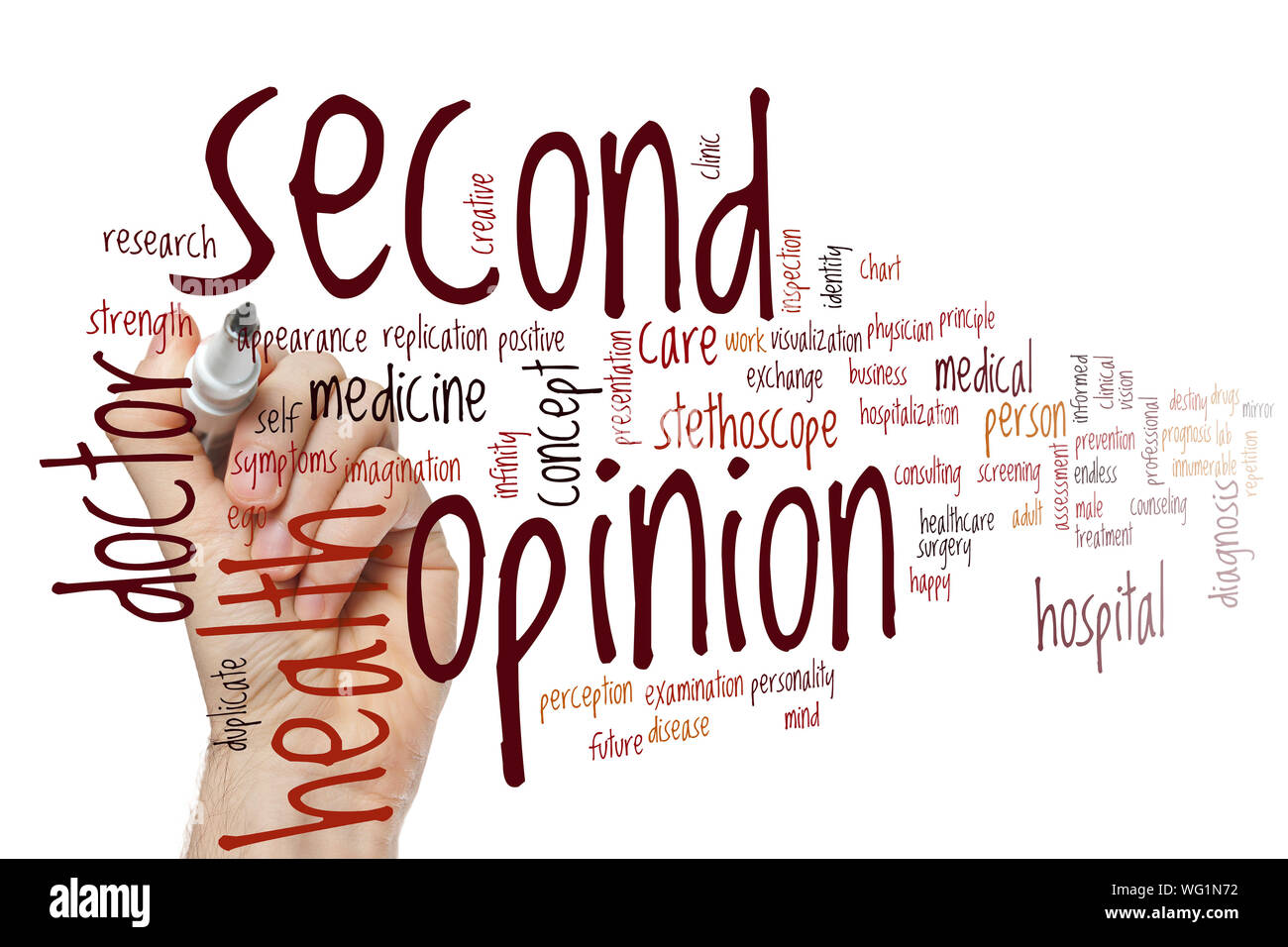 Second opinion word cloud concept Stock Photo - Alamy