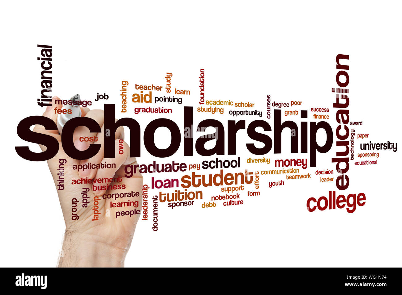 College money scholarship word cloud hi-res stock photography and ...