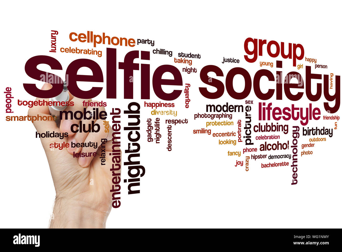 Selfie society word cloud concept Stock Photo - Alamy
