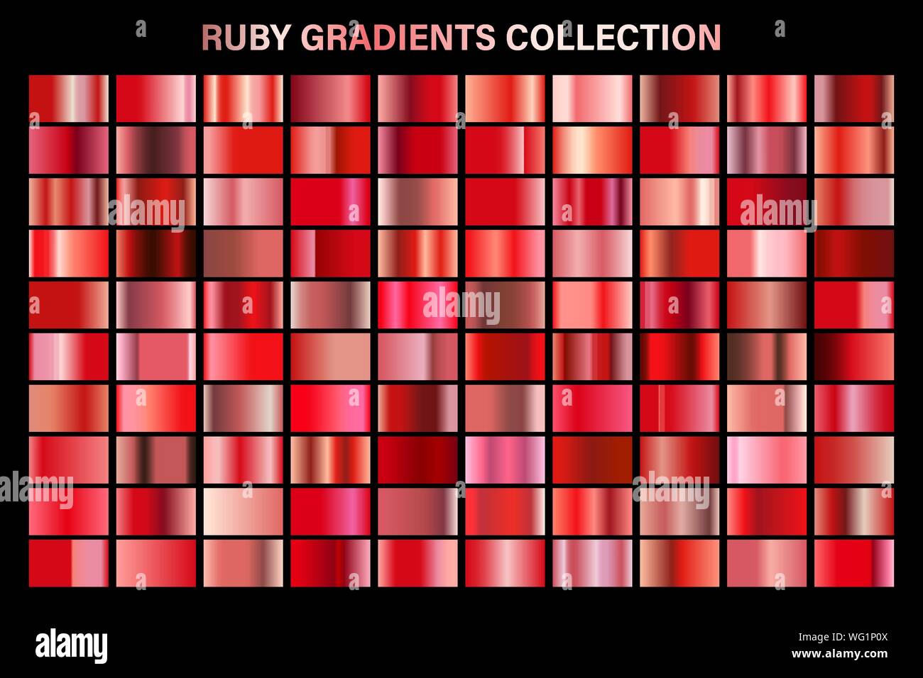 Red ruby glossy gradient, metal foil texture. Color swatch set ...